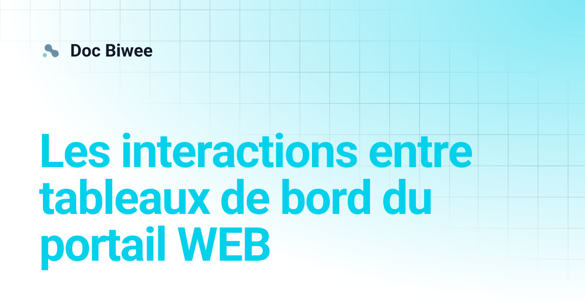 Les interactions entre tableaux de bord du portail WEB | Doc Biwee